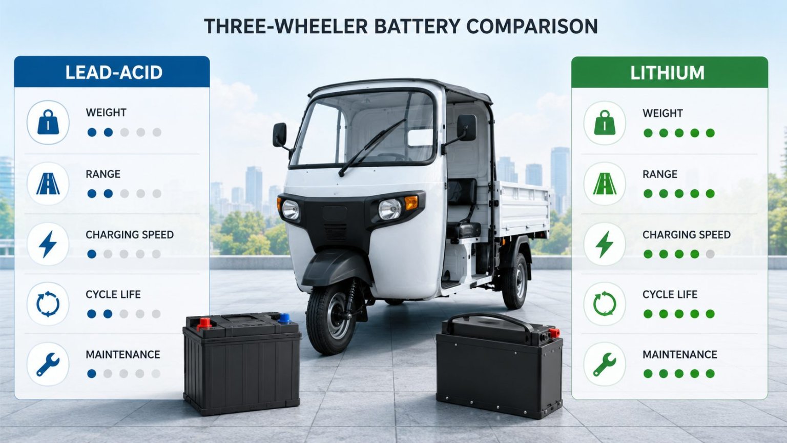 Three-Wheeler Battery: Lithium vs Lead-Acid Guide